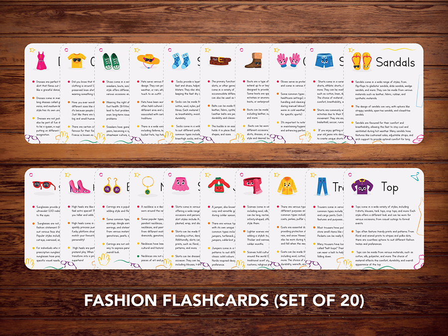 Fashion clothing flashcards - Curiology