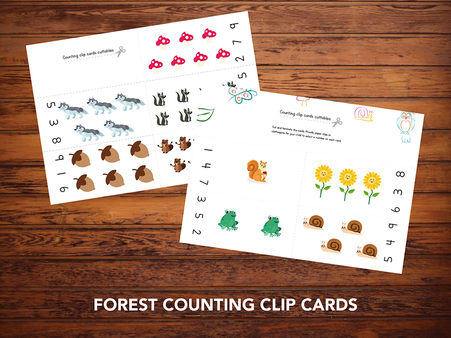 Forest count and clip cards - Curiology